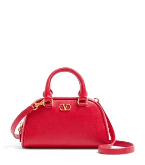 Valentino Garavani Mini Leather Vlogo Signature Top Handle Bag - Red