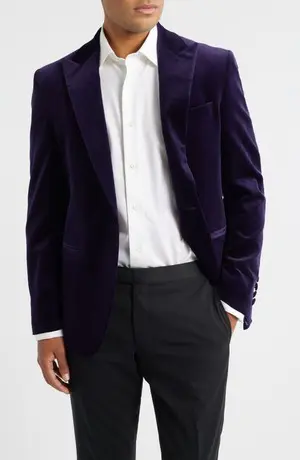 JACK VICTOR Stretch Velvet Dinner Jacket - Plum
