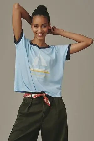 THE LAUNDRY ROOM Ringer T-shirt Top - Seasky Blue