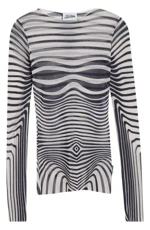 JEAN PAUL GAULTIER Re-edition Body Morphing Trompe L'oeil Long Sleeve Mesh Top
