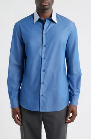 Emporio Armani Spread Collar Shirts For Men