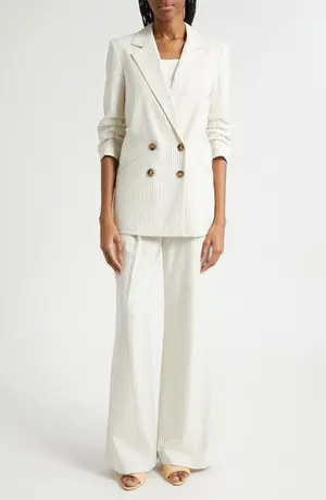 Veronica Beard Rimini Pinstripe Wide-leg Pants - Dove Multi