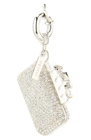 Alexander McQueen Micro Knuckle Clutch Bag Charm - Shiny Silver/pave