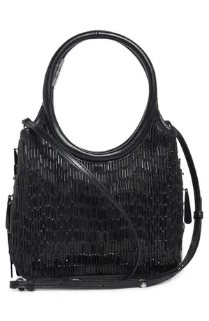 Sam Edelman Mini Estelle Beaded Fringe Tote - Black