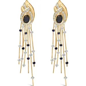 HAUS OF BRILLIANCE 14k Gold Diamond And Sapphire Chandelier Earrings