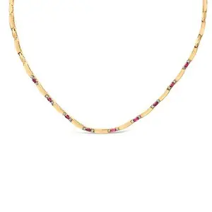 HAUS OF BRILLIANCE 14k Gold Ruby And Diamond Link Necklace - Yellow