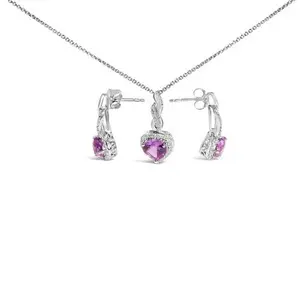 HAUS OF BRILLIANCE Sterling Silver Amethyst And Sapphire Jewelry Set - White