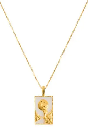 FREYA ROSE Rectangle And Moon Necklace - Gold