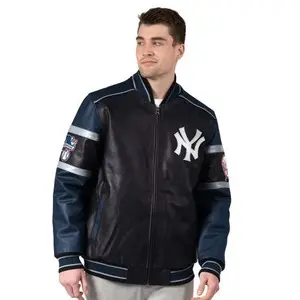 G-III SPORTS BY CARL BANKS New York Yankees Leather Varsity Jacket - Black