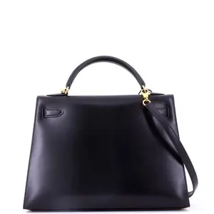 Hermès Kelly Handbag Black Box Calf With Gold Hardware 32