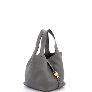 Hermès Picotin Lock Bag Clemence Mm - Gris Meyer