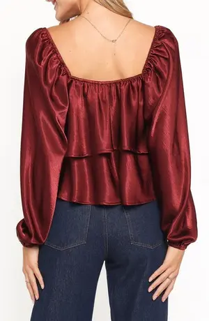 PETAL & PUP Janina Tiered Satin Top
