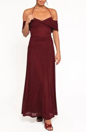 PETAL & PUP Mayven Dot Halter Neck Gown