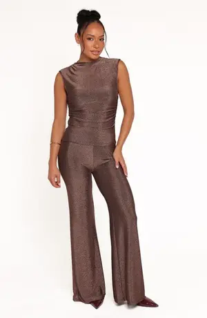PETAL & PUP Nissa Metallic Sleeveless Top - Bronze