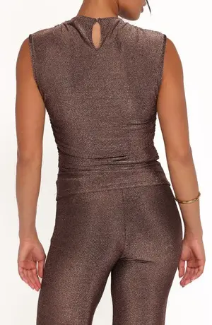 PETAL & PUP Nissa Metallic Sleeveless Top - Bronze