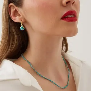 SPERO LONDON Handmade Rope Braided Sterling Silver Beaded Chain Necklace - Blue