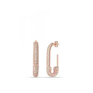 SPERO LONDON Pave Stud Safety Pin Sterling Earrings - Rose Gold
