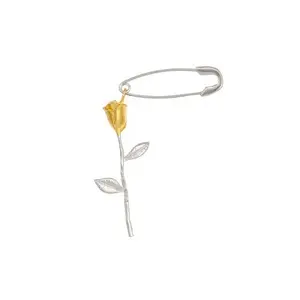 SPERO LONDON Safety Pin Rose Earring - Gold