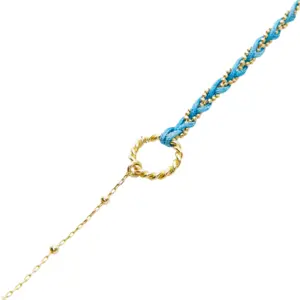SPERO LONDON Handmade Braided Sterling Silver Beaded Chain Bracelet - Blue