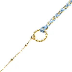 SPERO LONDON Handmade Braided Sterling Silver Beaded Chain Bracelet - Light Blue