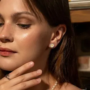 SPERO LONDON Enamel Daisy Stud Earrings