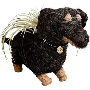 LIKHA Dachshund Handwoven Planter - Black/brown