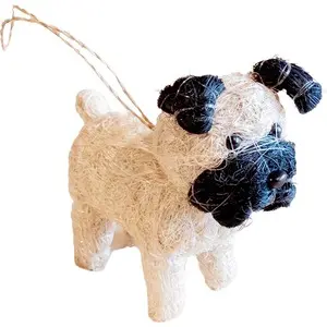 LIKHA Pug Handwoven Ornament - Off White/black