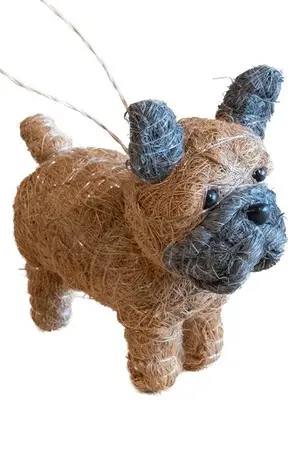 LIKHA French Bulldog Handwoven Ornament - Brown/black