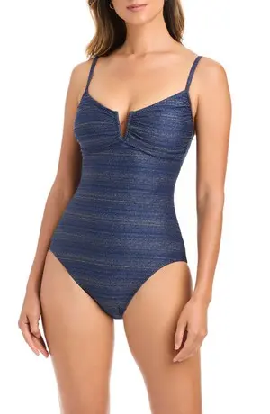 BLEU BY ROD BEATTIE Metallic V-wire One-piece Swimsuit - Midnight