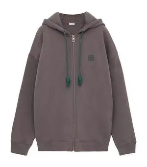Loewe Cotton-blend Anagram Hoodie - Grey