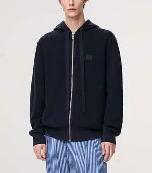 Loewe Wool-blend Terry Anagram Hoodie - Navy