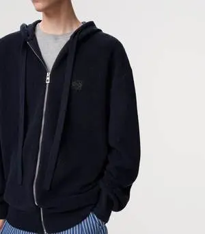 Loewe Wool-blend Terry Anagram Hoodie - Navy