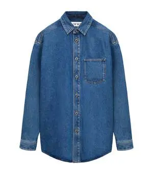 Loewe Anagram-patch Denim Overshirt - Blue