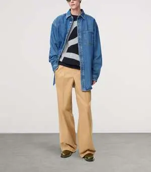 Loewe Anagram-patch Denim Overshirt - Blue