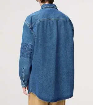 Loewe Anagram-patch Denim Overshirt - Blue