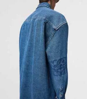 Loewe Anagram-patch Denim Overshirt - Blue
