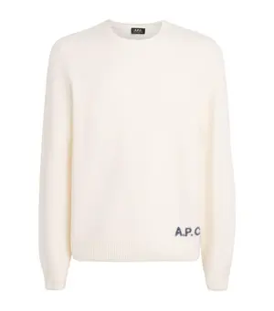 A.p.c. Merino Wool Edward Logo Sweater - Navy