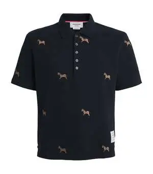 Thom Browne Embroidered Polos For Men