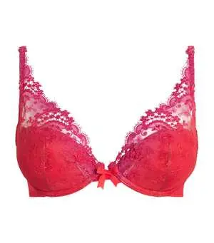 Simone Perele Lace Wish Plunge Push-up Bra - Red