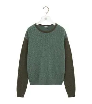 Loewe Cashmere-blend Two-tone Cable-knit Sweater
