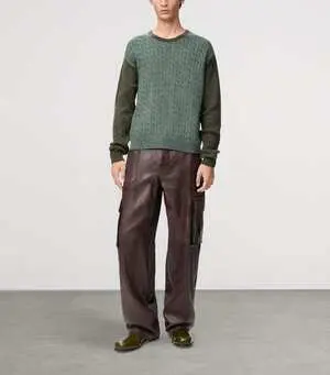 Loewe Cashmere-blend Two-tone Cable-knit Sweater