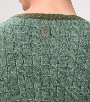 Loewe Cashmere-blend Two-tone Cable-knit Sweater