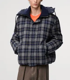 Loewe Wool-blend Tweed Hooded Jacket - Navy