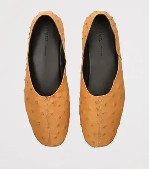 Khaite Ostrich Leather Ballet Flats - Brown