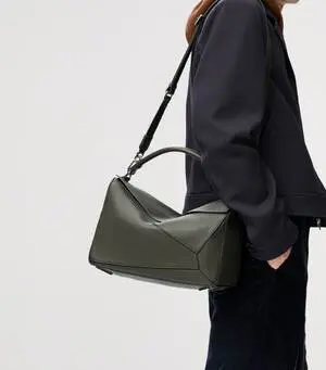 Loewe Large Leather Top-handle Puzzle Bag - Green