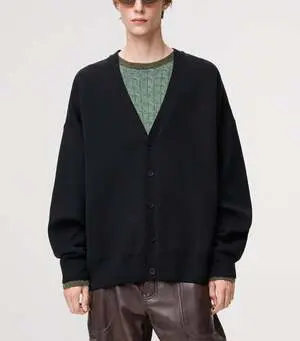 Loewe Wool-blend Anagram-lining Cardigan - Black