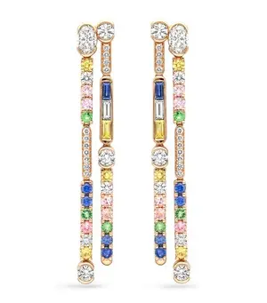 BOODLES Diamond, Sapphire, And Tsavorite Drop Earrings - Rose Gold