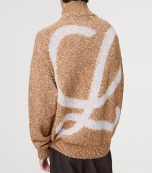 Loewe Jacquard Anagram Zip-up Relaxed Cardigan - Beige