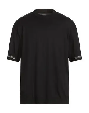 Emporio Armani Two-tone Crewneck Short-sleeve Sweater - Black