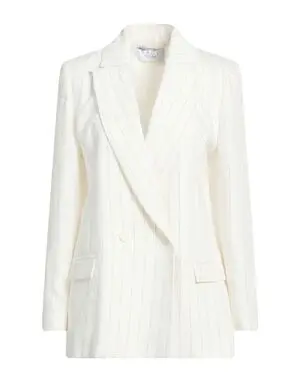 KAOS Striped Double-breasted Blazer - White